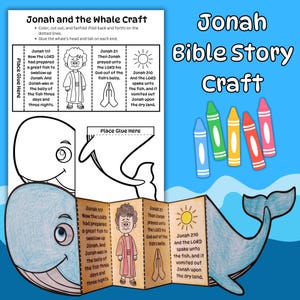 Bible Craft Bundle for Kids, 7 Printable Color Cut Paste Christian ...