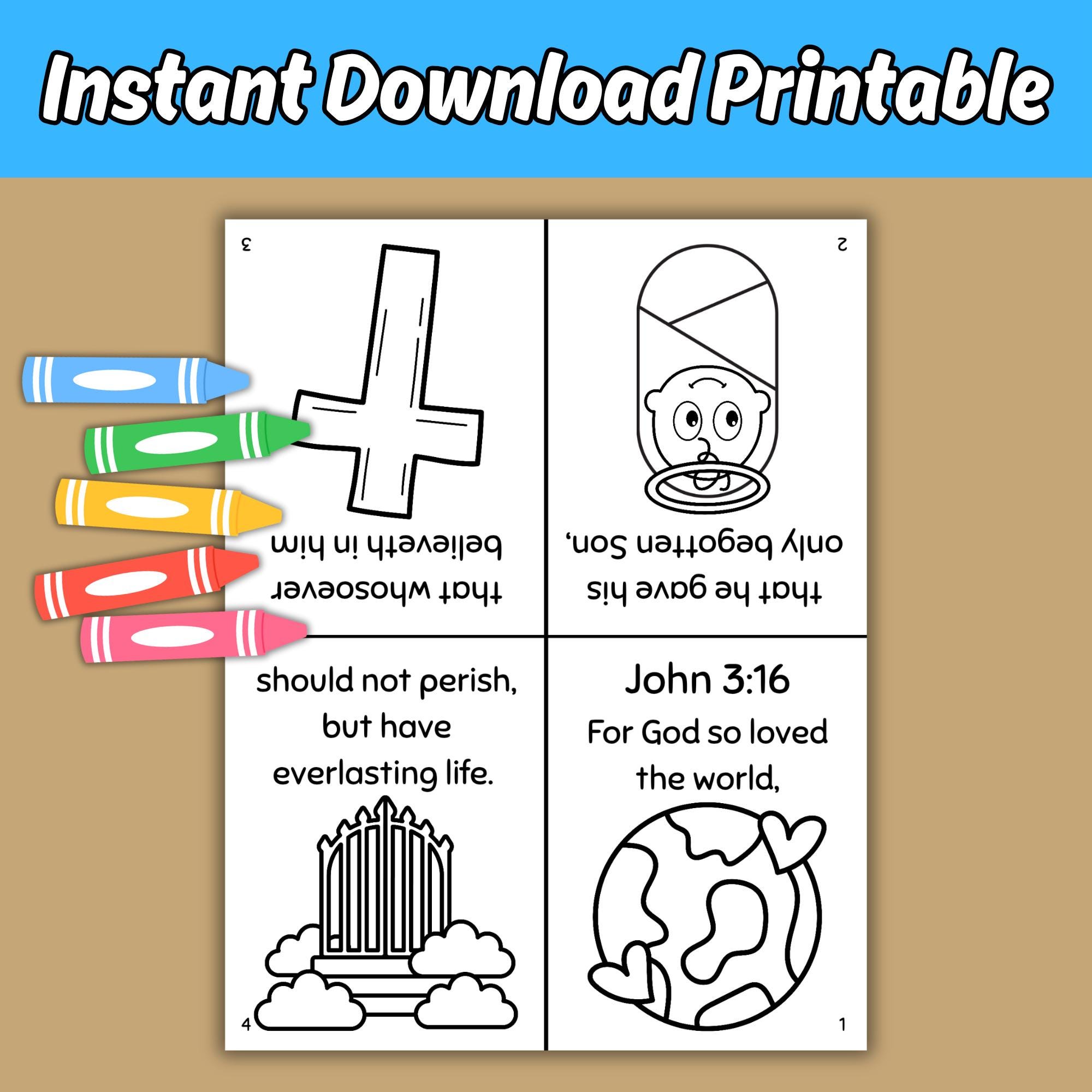 John 3:16 Folding Book Bible Craft, Kids Christian Sunday School Lesson ...