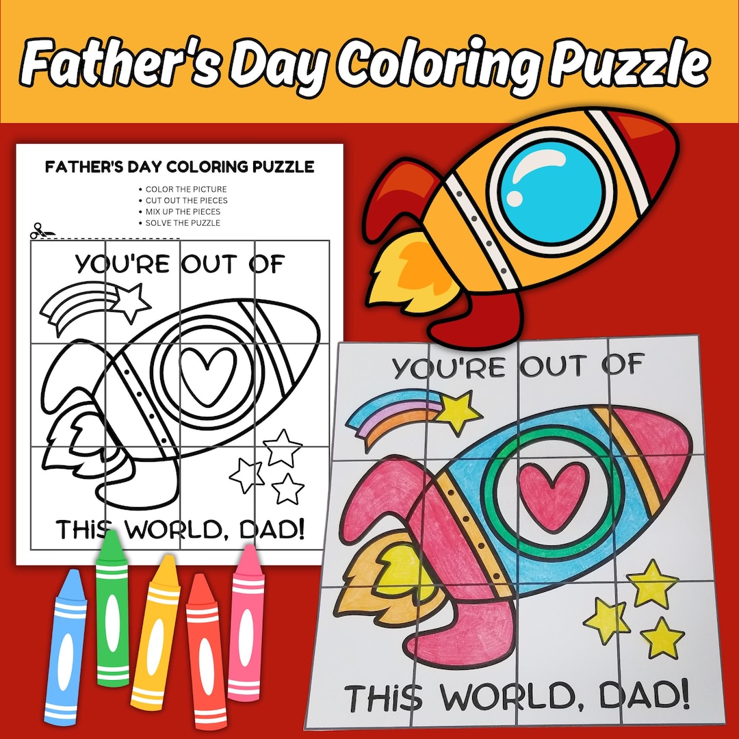 Father's Day Coloring Puzzle Printable Craft for Kids Classroom ...