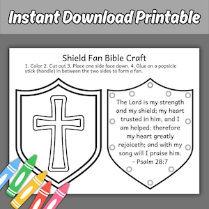 Shield Fan Bible Craft for Kids Sunday School Bible Lesson, Printable ...