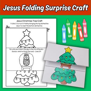Jesus Christmas Tree Folding Surprise Bible Craft for Kids Sunday ...