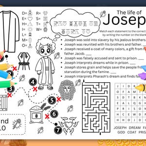 The Life of Joseph the Dreamer Kids Printable Activity Sheet, Joseph ...