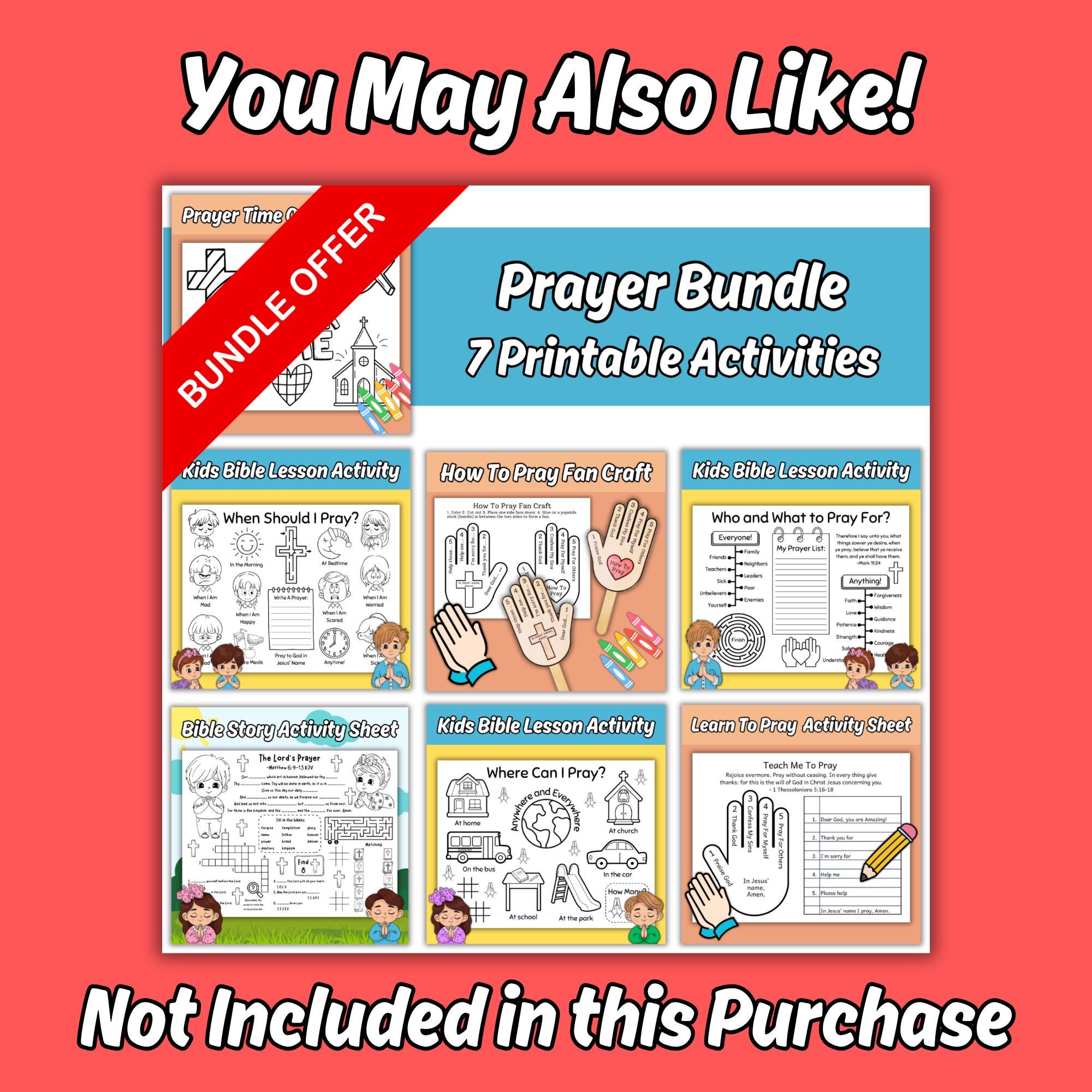 Prayer Bible Lesson Activity Sheet for Kids, When Should I Pray Sunday ...