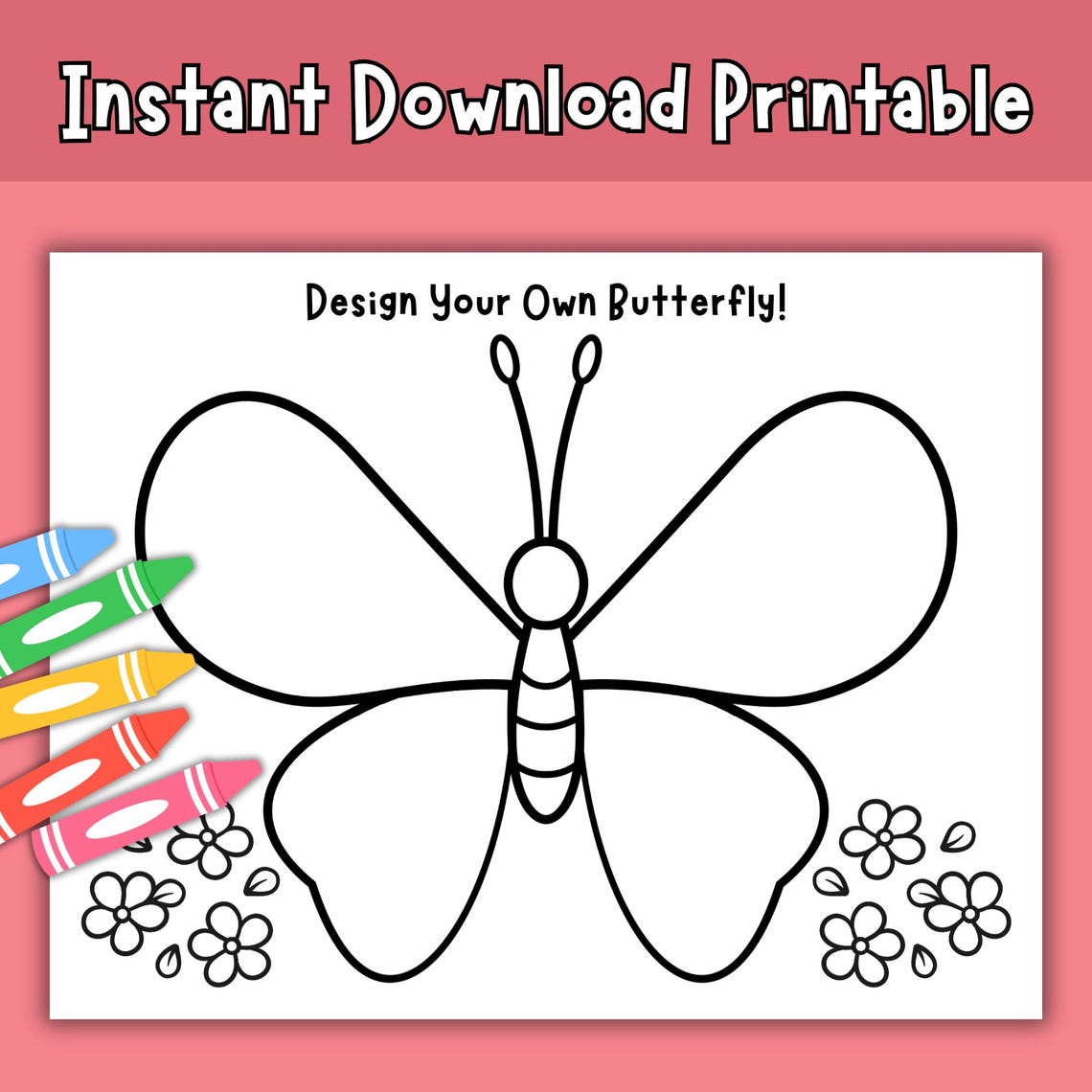 Design Your Own Butterfly Coloring Activity Page for Kids, Decorate A ...