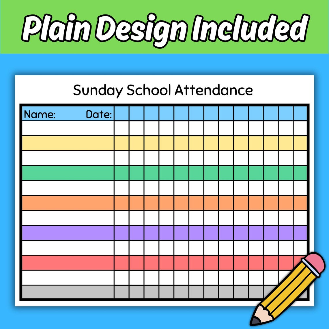 Sunday School Classroom Attendance Chart, Simple Children's Church ...
