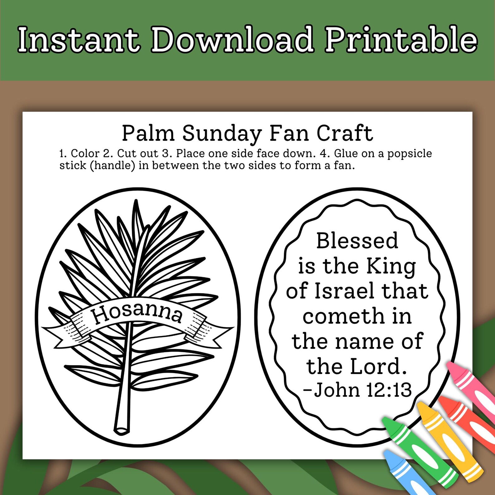 Palm Sunday Fan Craft for Kids Sunday School Bible Lesson, Palm Sunday ...