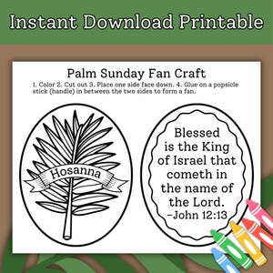Palm Sunday Fan Craft for Kids Sunday School Bible Lesson, Palm Sunday ...