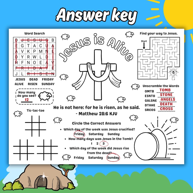 The Resurrection of Jesus Bible Story Lesson Printable Activity ...