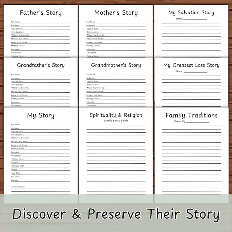 My Family Story Printable Legacy Journal, Family Tree Keepsake Journal ...
