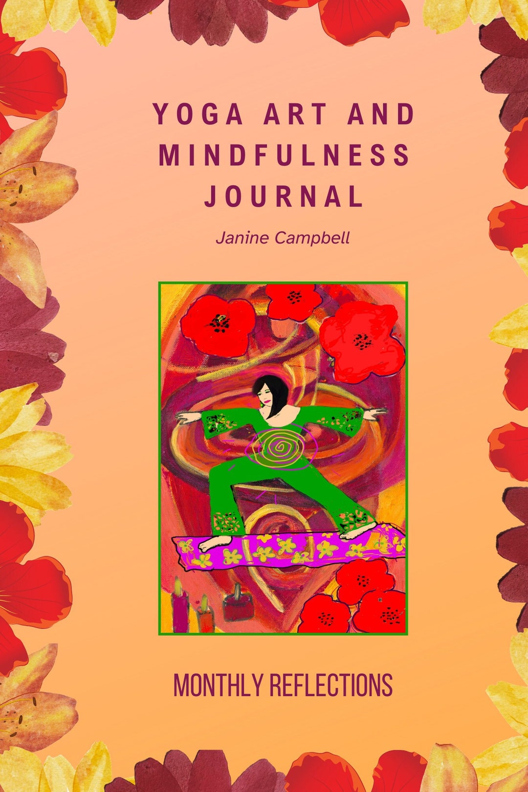 Yoga Art and Mindfulness Journal, Self-care Journal, Boho 70's Style ...