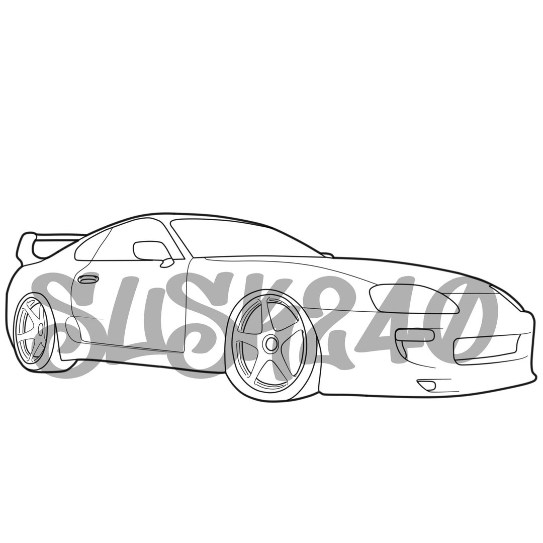 Supra Ver. 2 Car Outline, Car Clipart, Vehicle SVG, Car PNG, Cricut ...