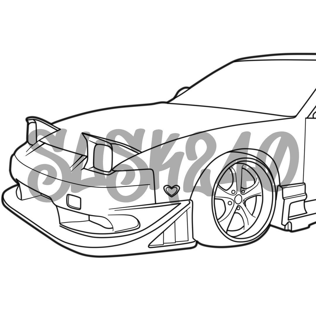240SX S13 Ver. 1 Nissan Car Outline, Car Clipart, Vehicle SVG, Car PNG ...