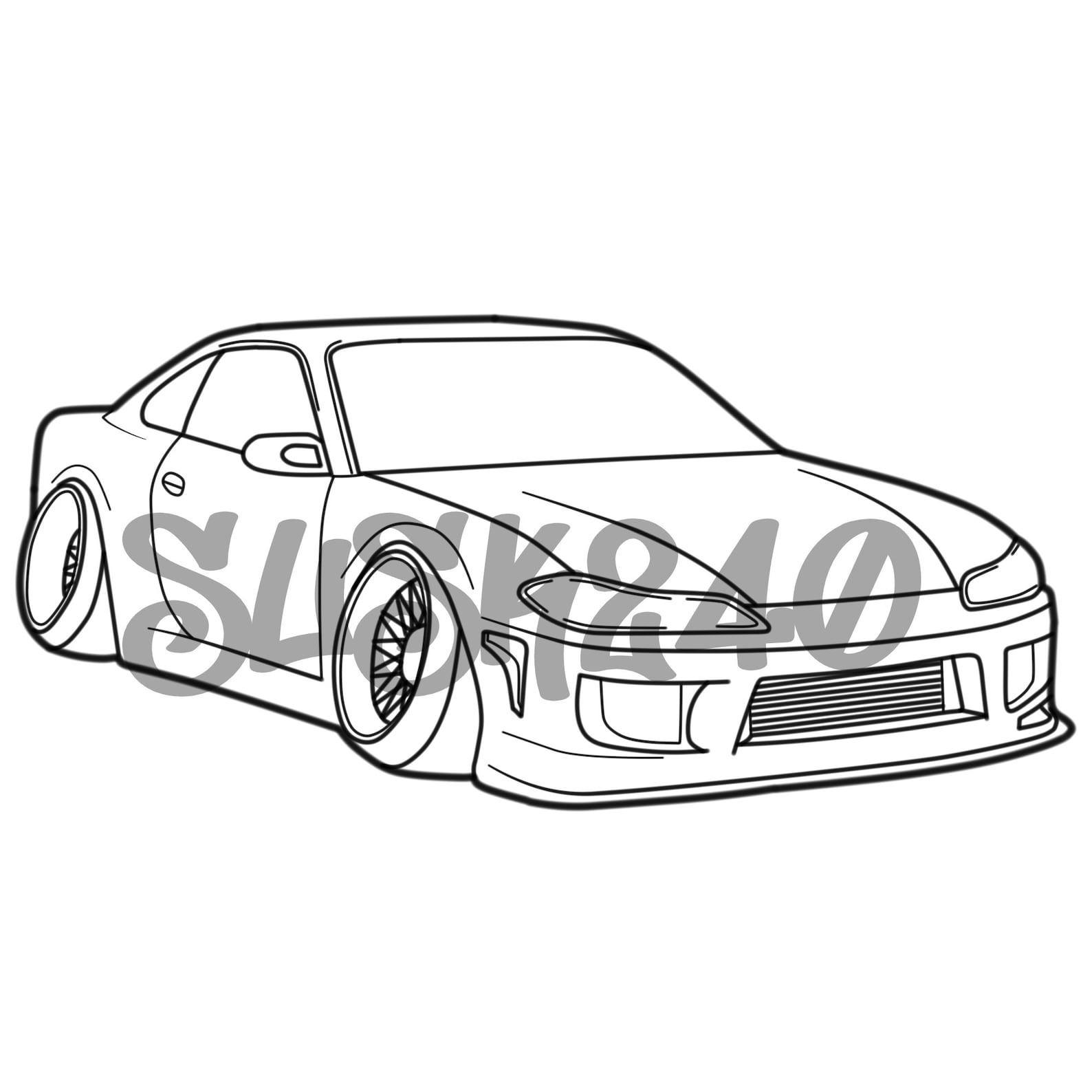 Nissan 240sx S15 Ver. 1 Car Outline, Car Cipart, Vehicle SVG, Car PNG ...