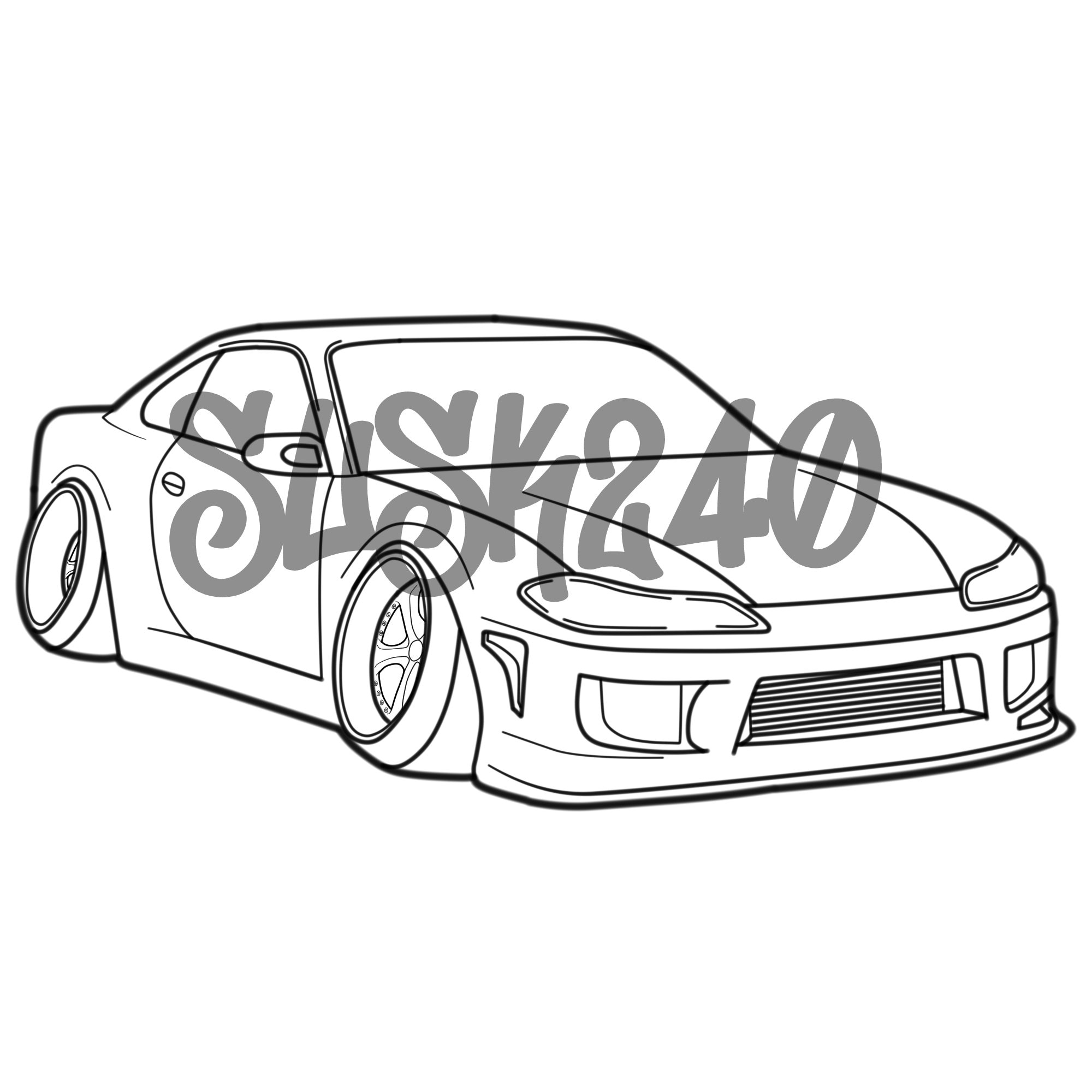 Nissan 240sx S15 Work Vskf Rim Swap Car Outline, Vehicle SVG, Car PNG ...
