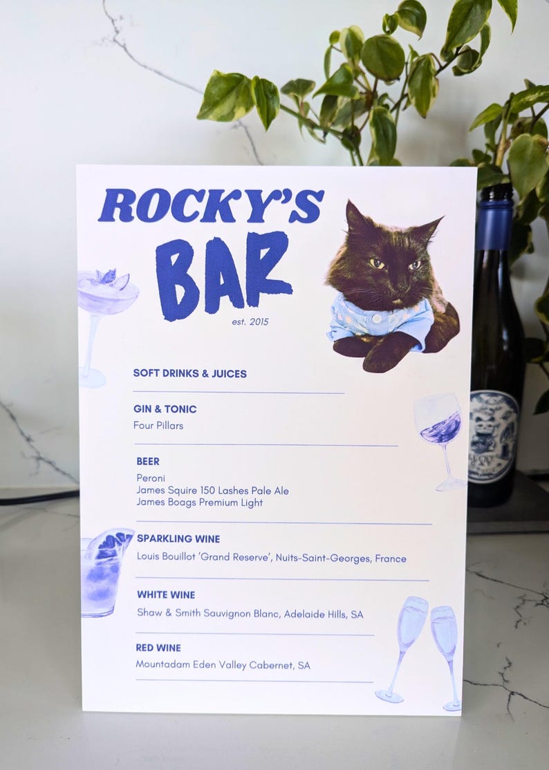 Pet Wedding Bar Menu Custom Dog Cat Drinks - Canva Template - Etsy