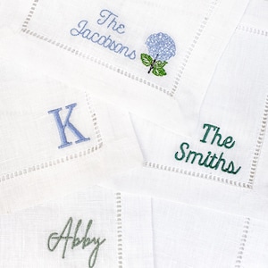 Personalized Embroidered Linen Cocktail Napkin With Custom Names and ...