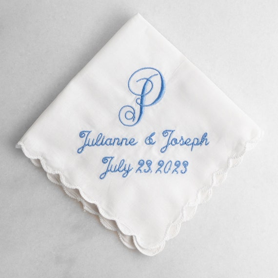 Embroidered Handkerchief for Bride Monogram Handkerchief Women Ladies Custom Handkerchief Wedding Handkerchief Threads and Honey Etsy