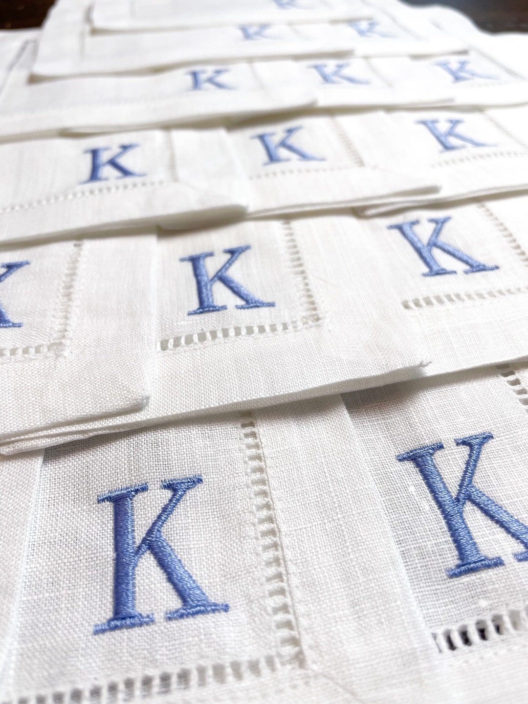 Embroidered Cocktail Napkins With Single Letter Monogram Initial Set ...