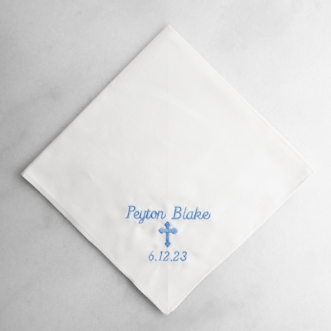 Custom Baptism Handkerchief | Threads & Honey - Etsy