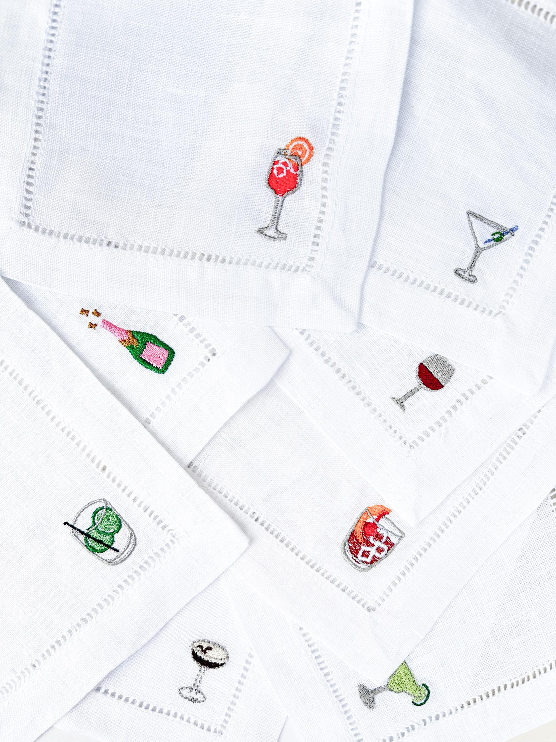 Personalized Embroidered Linen Cocktail Napkin With Custom Names and ...