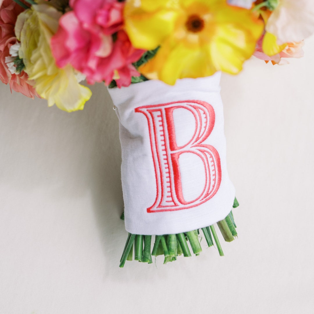 Custom Embroidered Bouquet Wrap With Single Letter Formal Monogram ...
