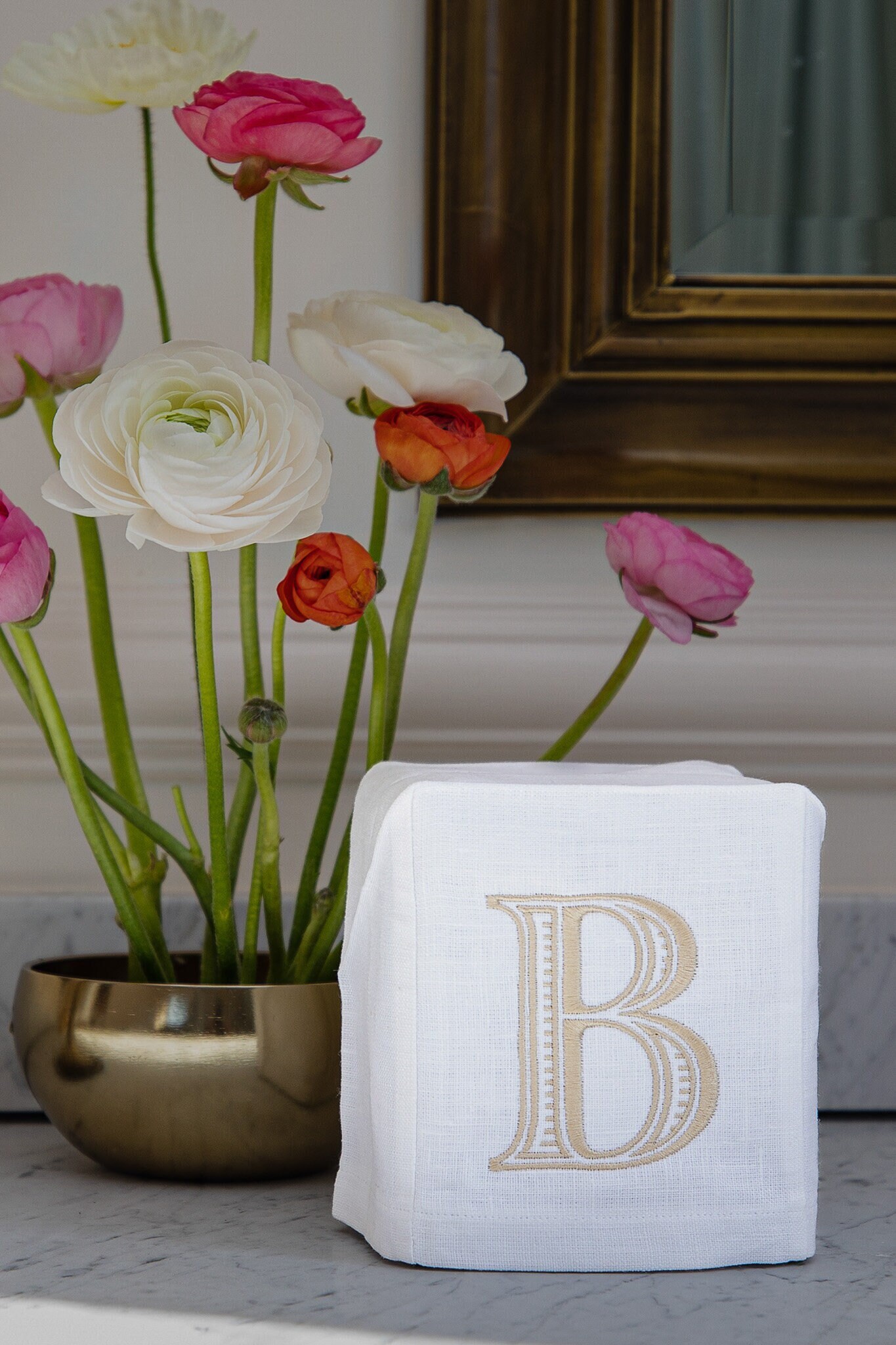 Linen Tissue Box Cover With Single Letter Formal Monogram for Bedroom ...