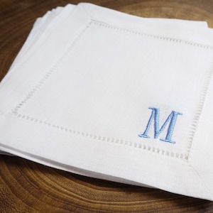 Embroidered Cocktail Napkins With Single Letter Monogram Initial Set ...