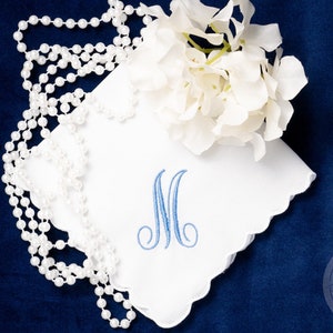 Embroidered Handkerchief for Woman | Custom Single Initial Monogrammed ...