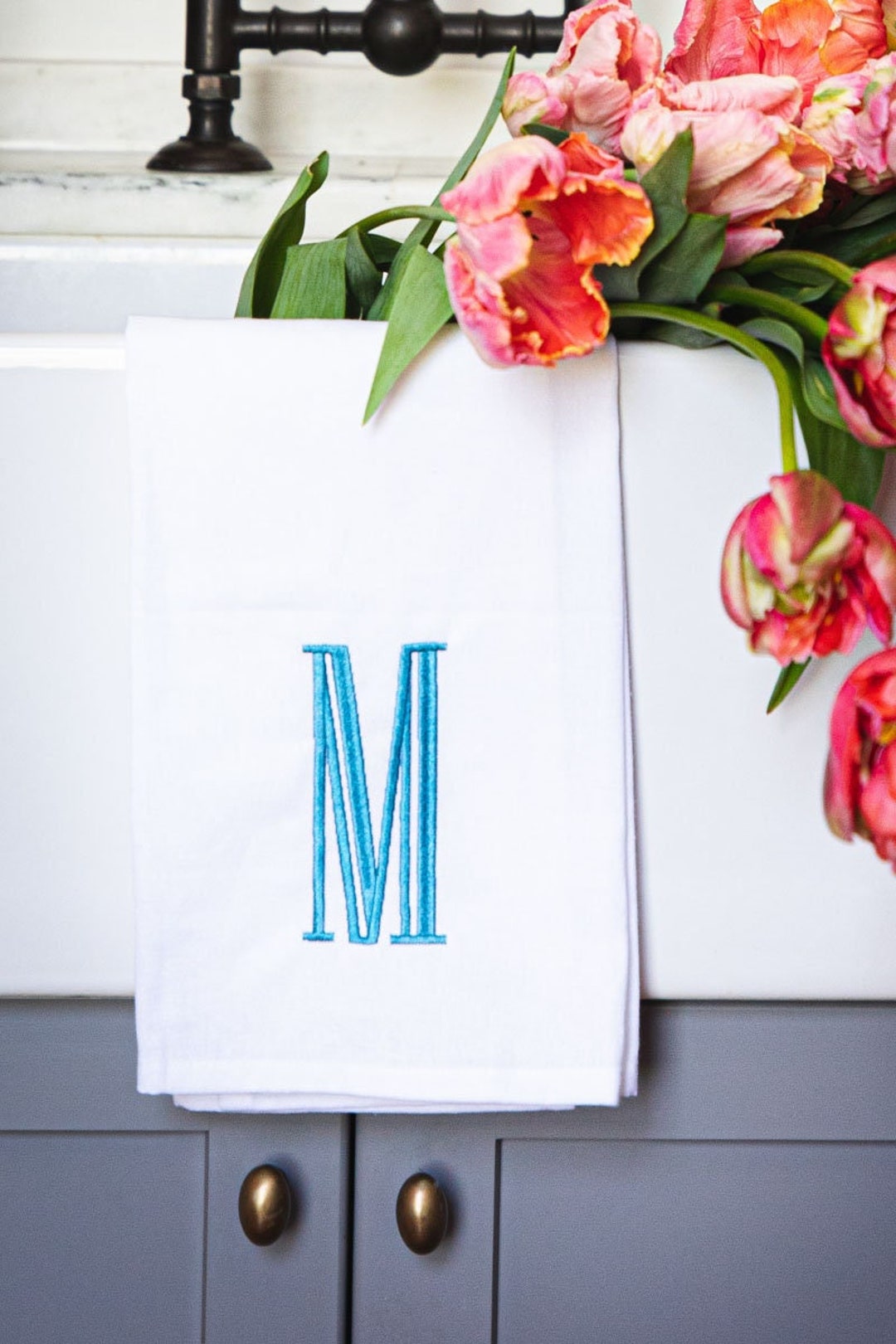 Monogram Kitchen Towel | Linen Classic Single Letter Monogrammed Custom ...