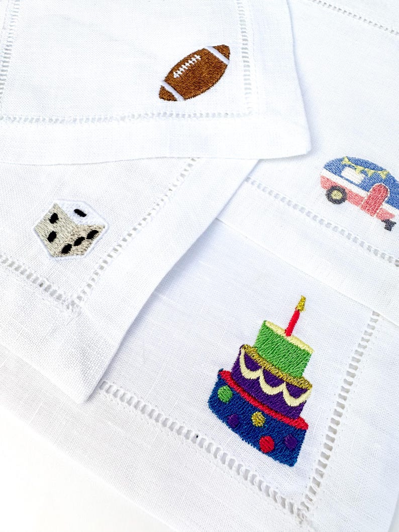 Personalized Embroidered Linen Cocktail Napkin With Custom Names and ...