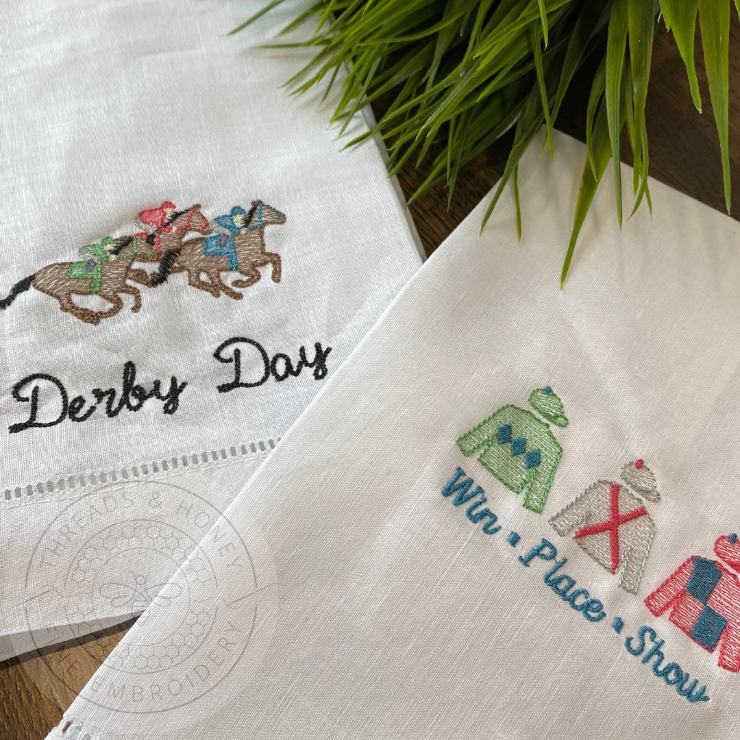 Kentucky Derby Towel - Win Place Show | Embroidered Kentucky Derby Hand ...