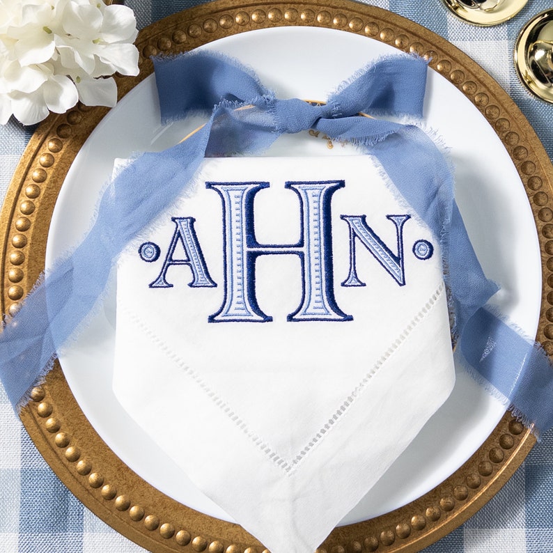 Personalized Embroidered Napkins With Initial Monogram Ryan Set ...