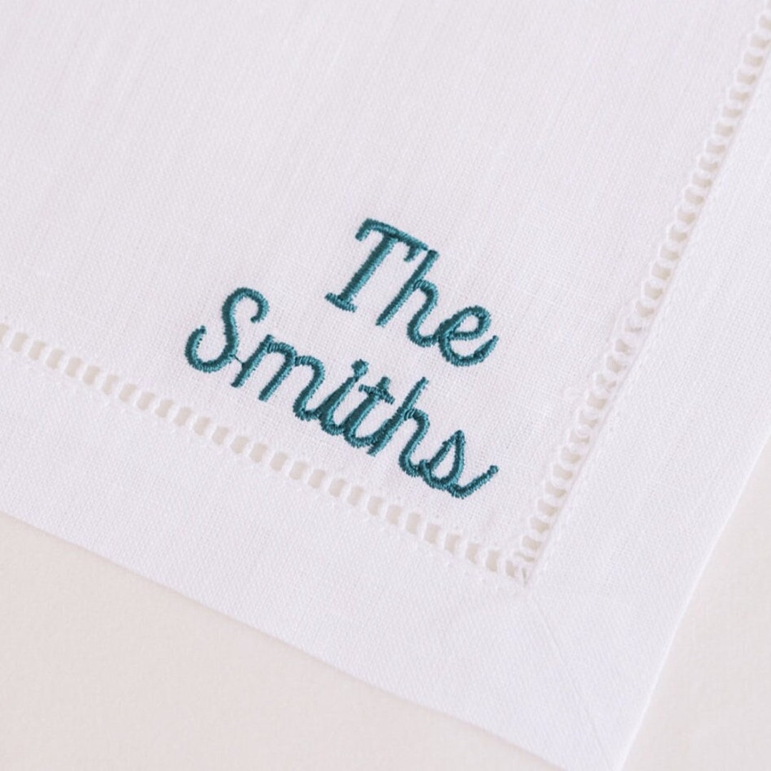 Personalized Embroidered Cocktail Napkins With Minimalist Custom Name ...