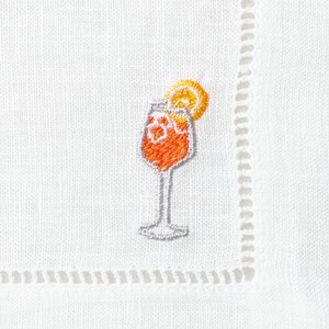 Aperol Spritz Embroidered Cocktail Napkins With Minimalist Name Set ...