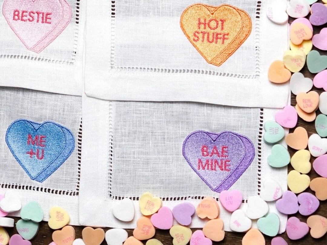 Galentine’s Day | Conversation Hearts Napkins | Custom Embroidered ...