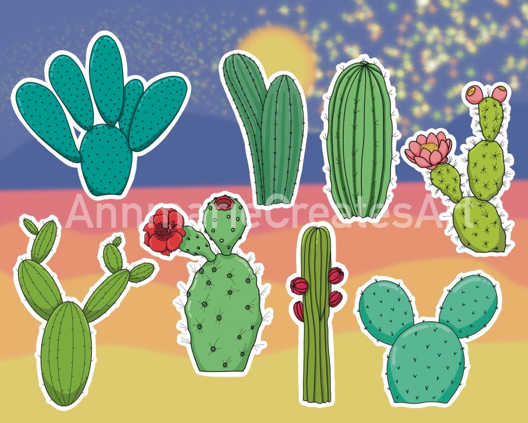 Cactus Sticker Sheet Cacti Desert Stickers Plant Stickers - Etsy