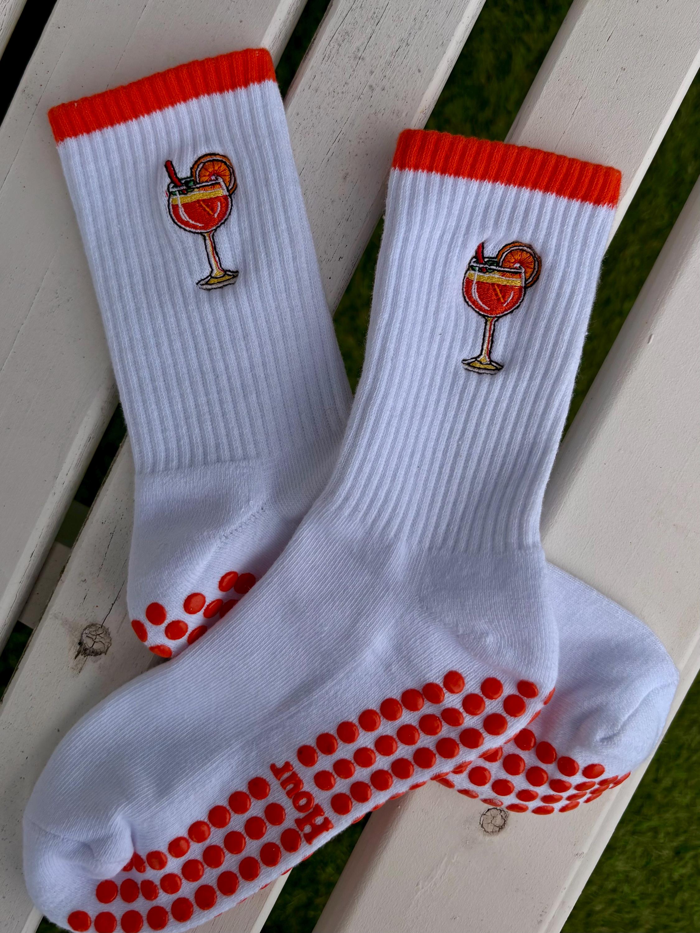 Aperol Spritz Grip Socks | Pilates Reformer Socks Non Slip | Yoga Gift ...
