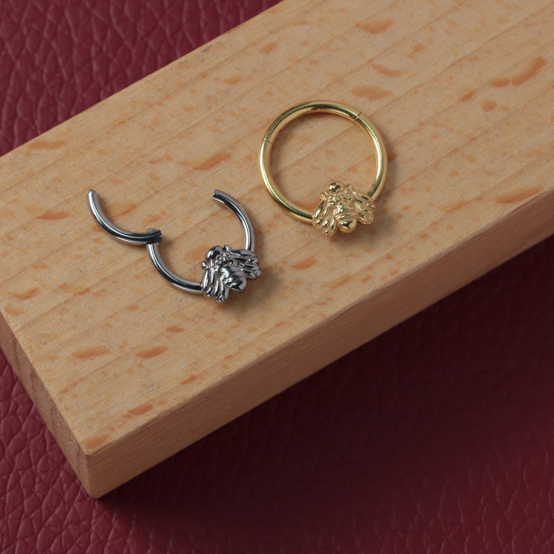16G Implant Titanium Hinged Bee Septum Hoop, Bee Septum Clicker, Daith ...