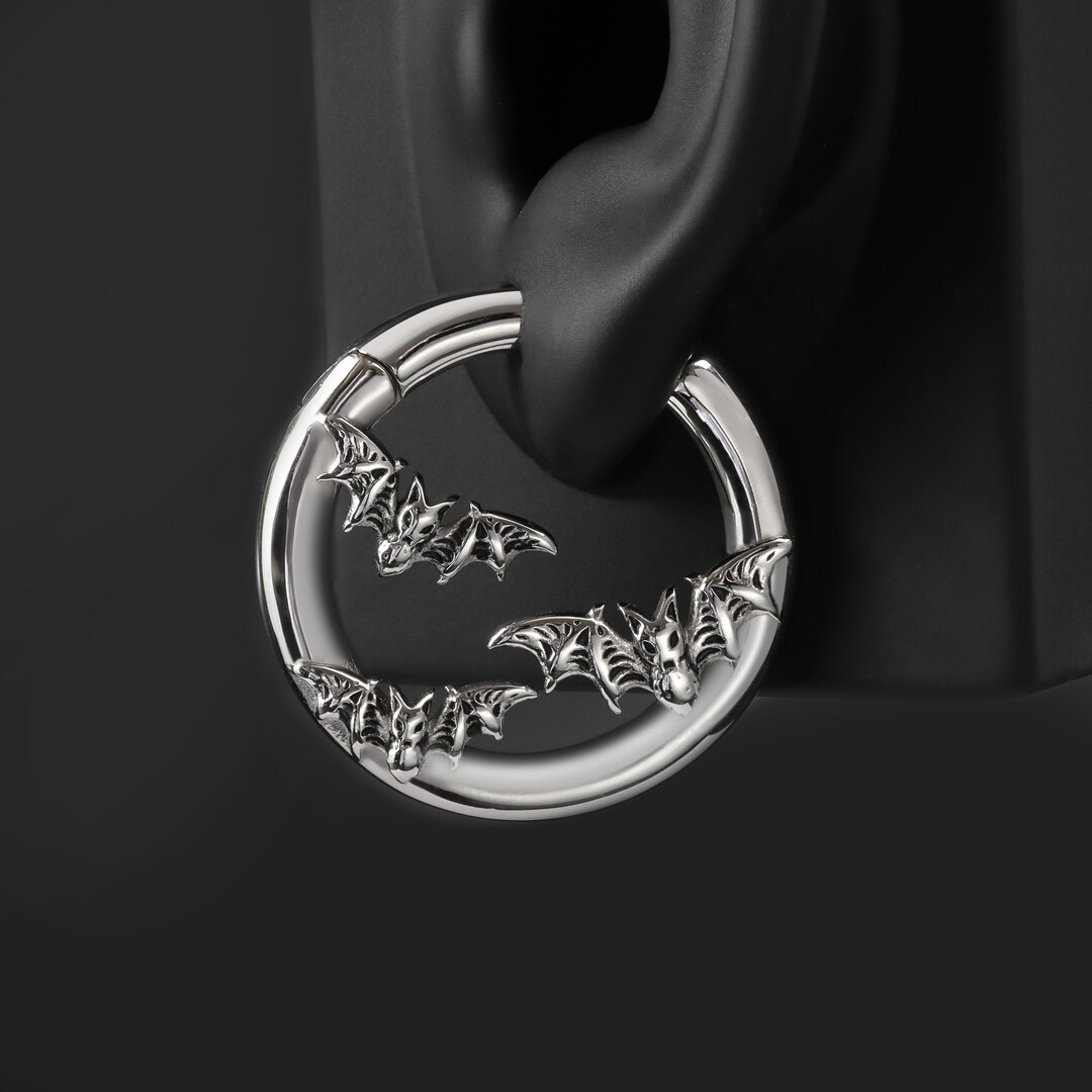 Silver Bat Ear Weights Hanger With Easy Clasp/ Heavy Earrings for ...