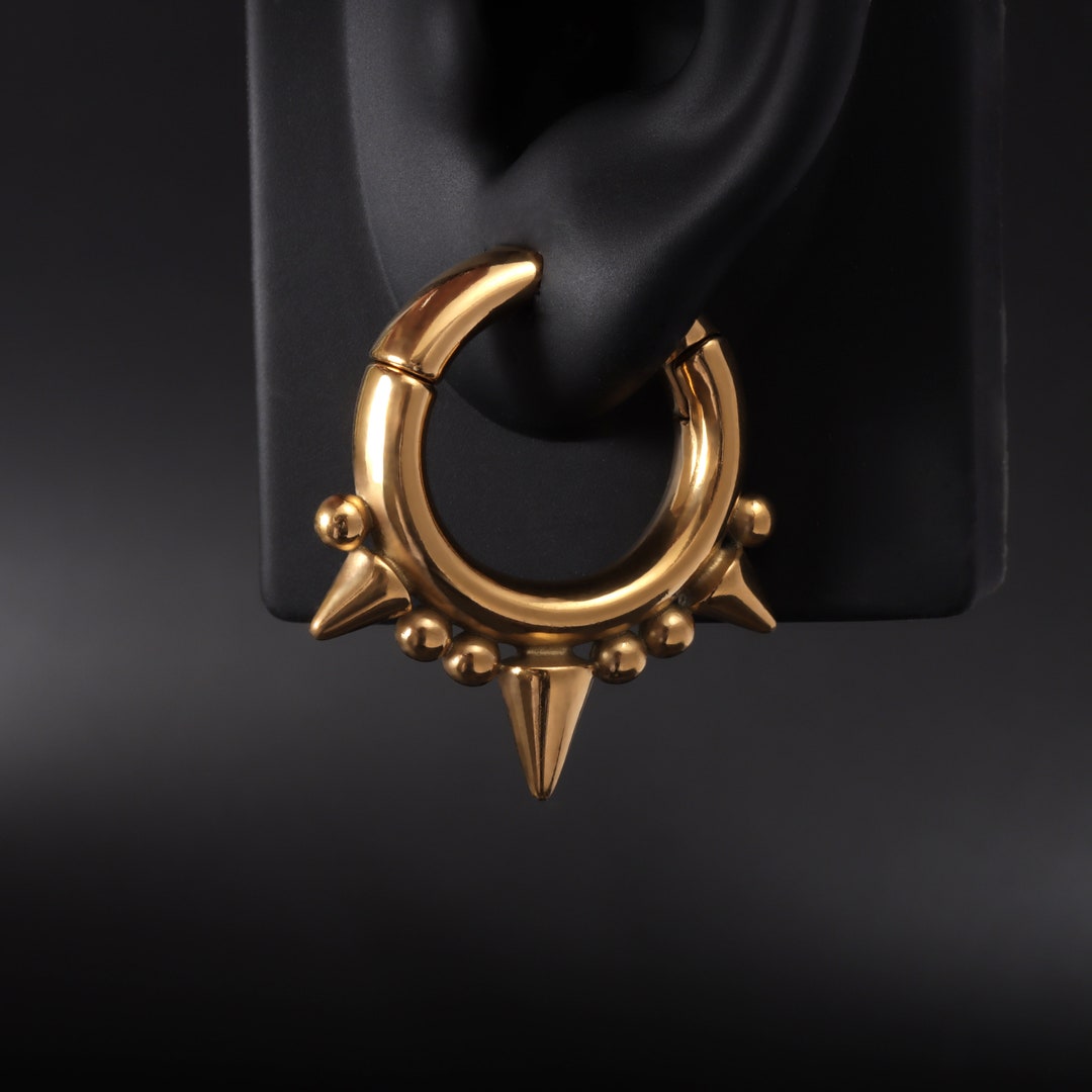 Gold Spikes Ear Weights/ Ear Weights for 2G Stretched Ear/ Steel Ear ...