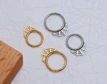 16G Spider Web Septum Ring Black Silver Clicker/cartilage/helix Earring ...
