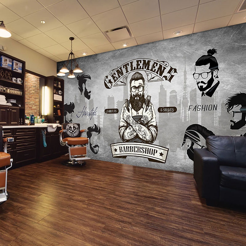 3d Barber Shop Wallpaper - Etsy