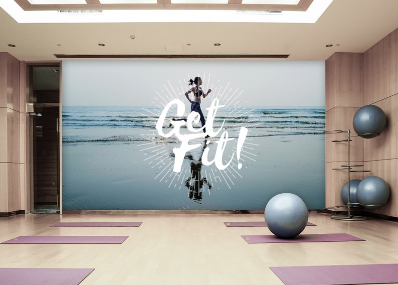 3D Sea Beach Running FFA7367 Gym Removable Wallpaper Self Adhesive ...