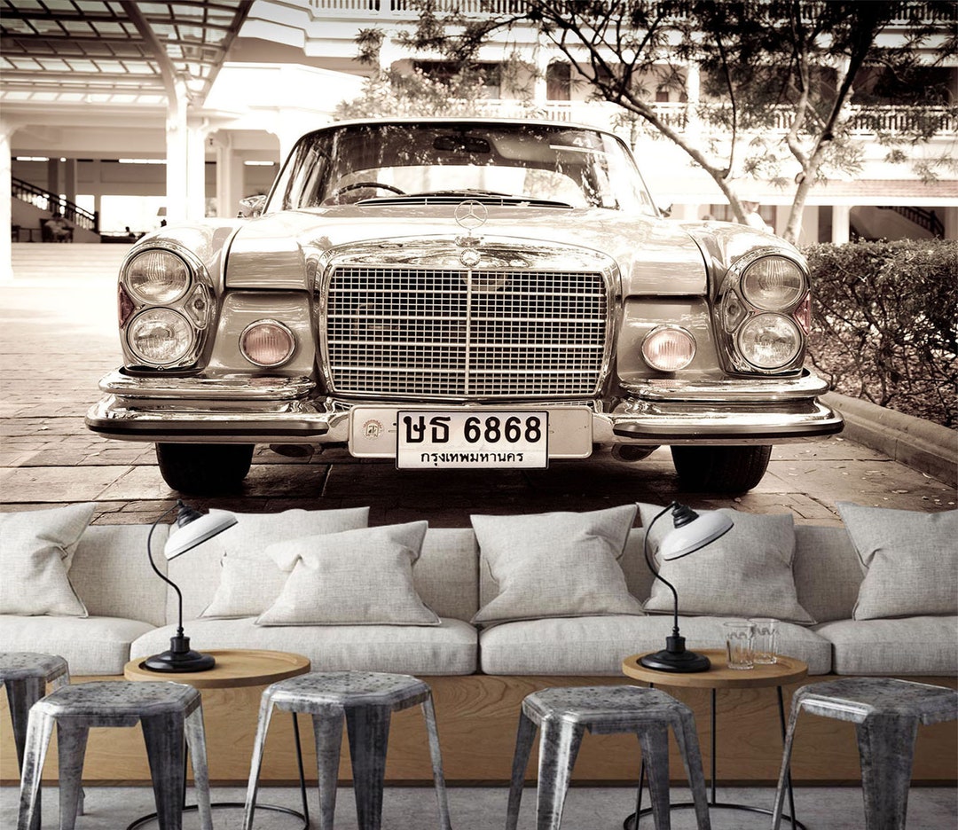 3D Retro Glamour Car FFA9755 Transport Removable Wallpaper Self ...
