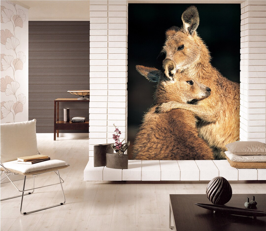 3D Animal Kangaroo Hug FFA8840 Removable Wallpaper Self Adhesive ...