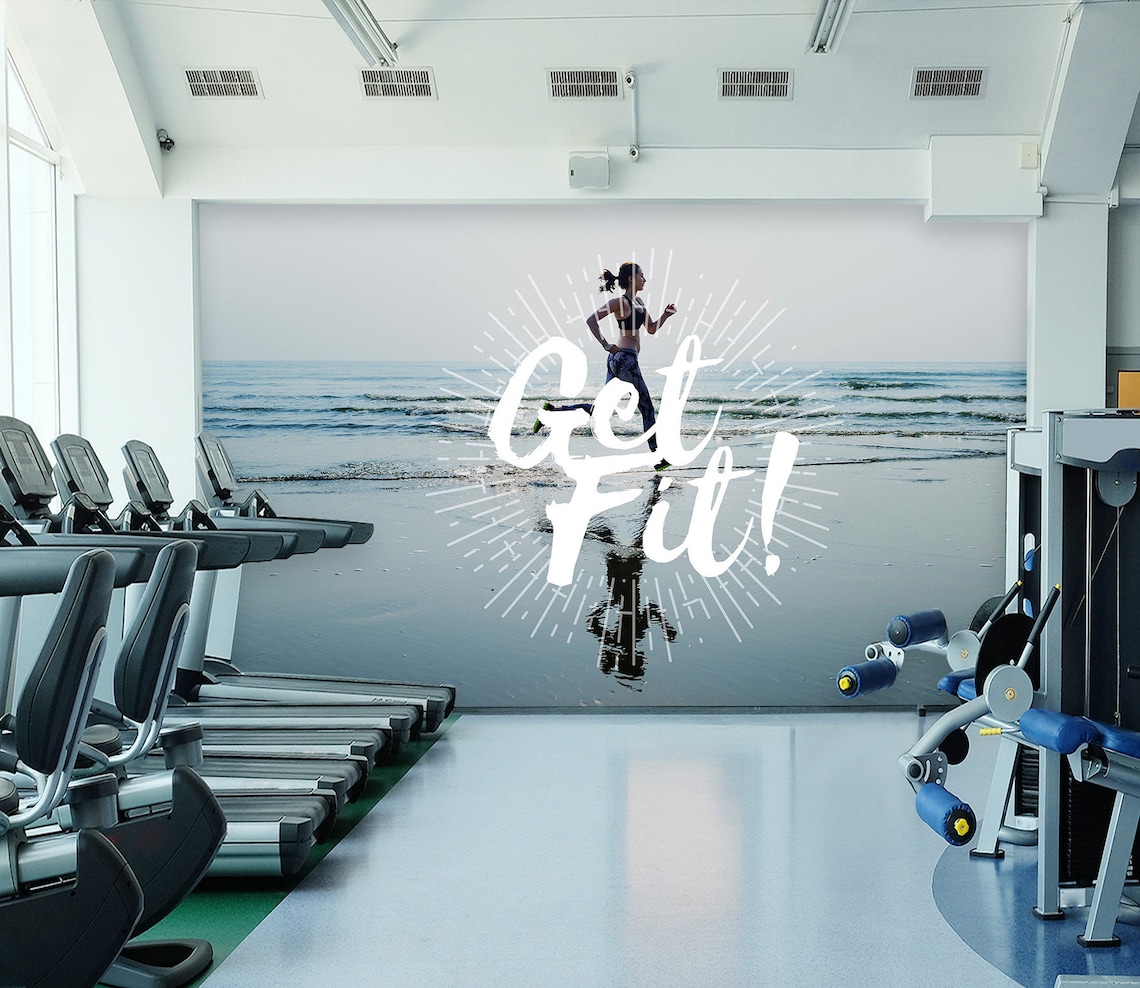 3D Sea Beach Running FFA7367 Gym Removable Wallpaper Self Adhesive ...