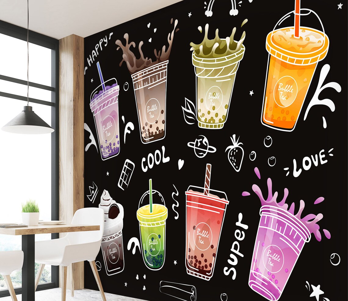 3D Pearl Tea FFA1922 Fruit Bubble Tea Milk Tea Shop Removable - Etsy