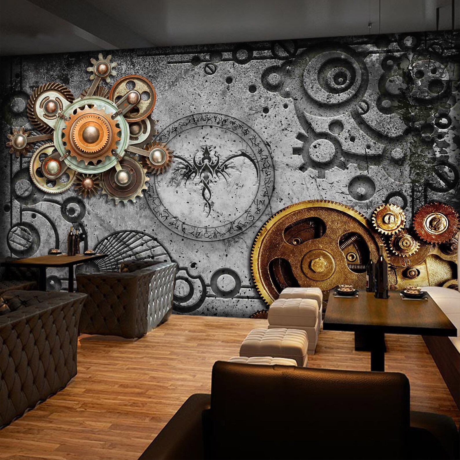 3D Mechanical Gears FFA6282 Removable Wallpaper Self Adhesive Wallpaper ...