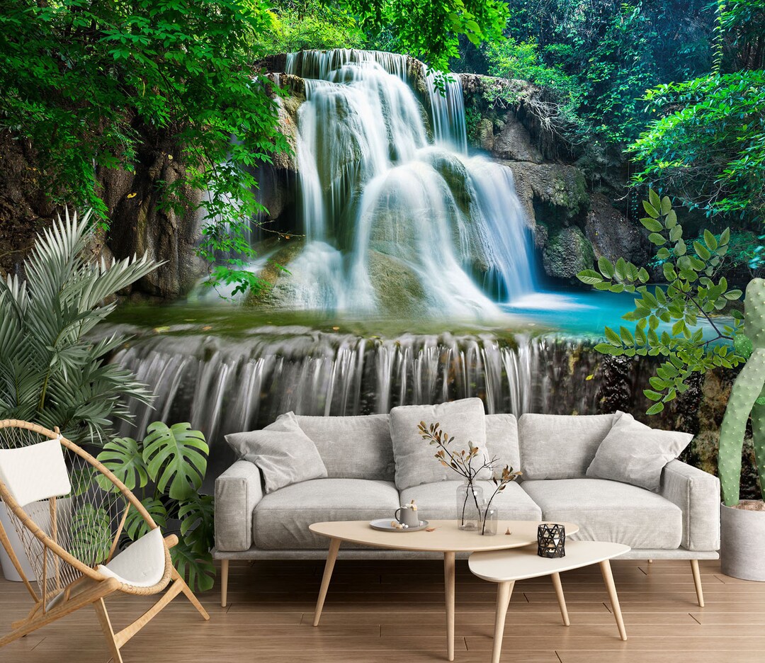3D Steep Waterfall FFA2071 Removable Wallpaper Self Adhesive Wallpaper ...