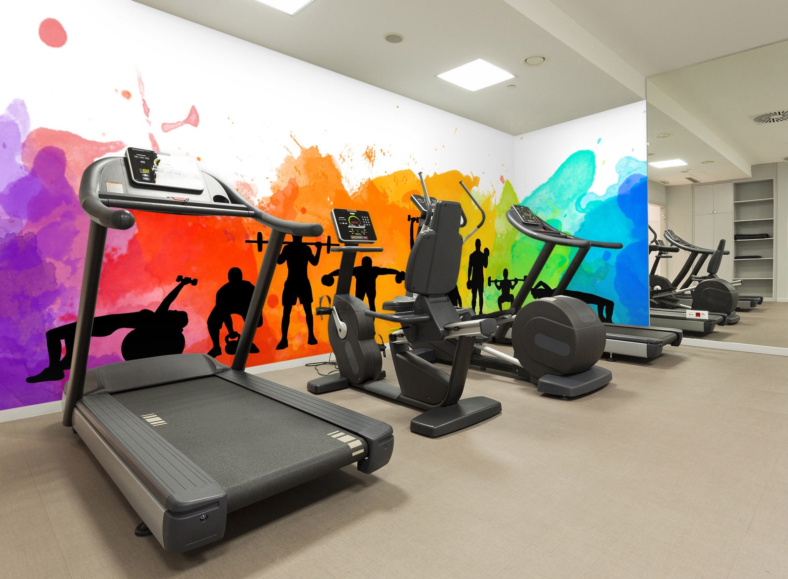3D Watercolor Art Healthy Exercise FFA4655 Gym Removable Wallpaper Self ...